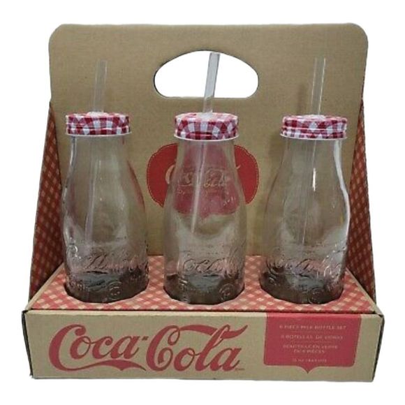 Coca Cola | Dining | Coca Cola Glass Milk Bottle 6 Pieces Set With ...